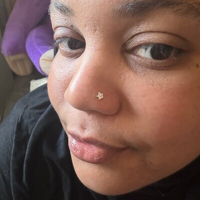 9 Ct Solid Gold Nose Bone Pin With 2MM Natural Cream Pearl, 22G Ball ...