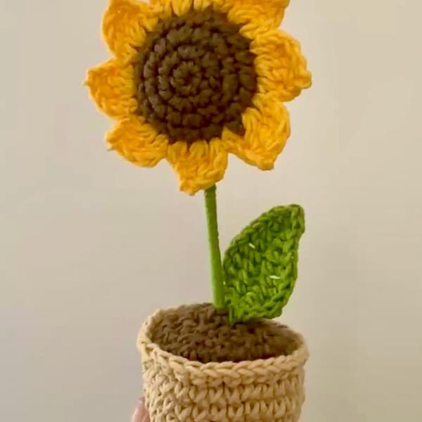 Sunflower in a Pot Crochet PATTERN, Crochet Sunflower Pattern PDF, Mini ...