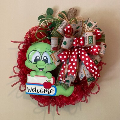 11X10 Bookworm School Wreath Metal Aluminum Sign 490, Wreath Attachment ...