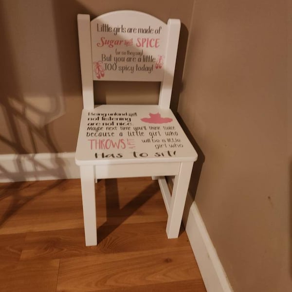 Girls Time Out Chair, Ballet Timeout Chair, Time Out Seat, Baby Shower Gift, Time Out Chair With ...