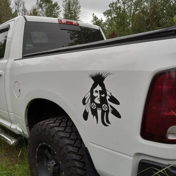 Native American Indian Chief Die Cut Vinyl Decal Sticker for Car Truck ...