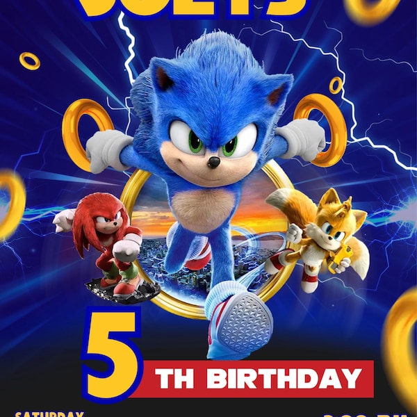 Sonic Editable Birthday Invitation | Hedgehog Party Invitation Template ...