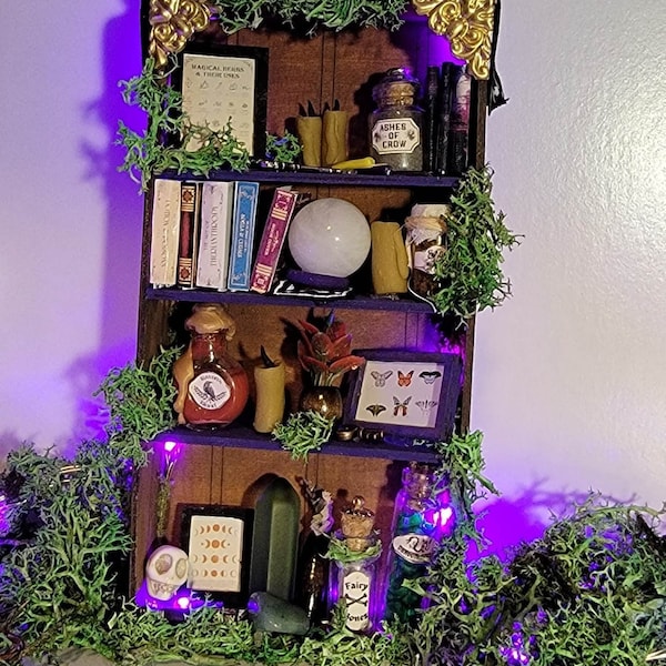 DIY KIT | Miniature Fairy Witch Bookshelf Kit | DIY Miniature Bookshelf ...