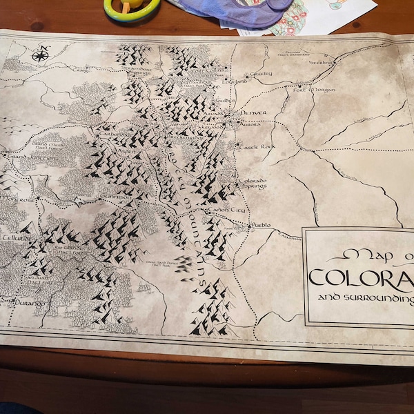 Colorado Map / Tolkien Inspired / Free US Shipping - Etsy