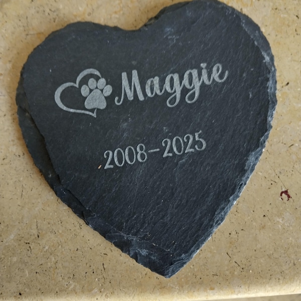 Custom Engraved Pet Memorial Stone, Personalized Slate Dog Cat Memorial ...