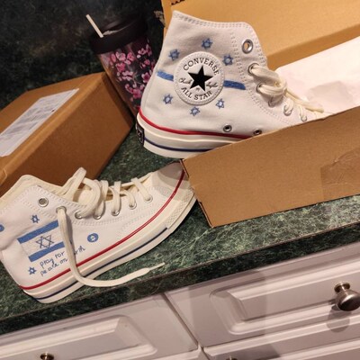 Custom Converse Embroidered Blue Mushroom and Small Flowers/ Converse ...