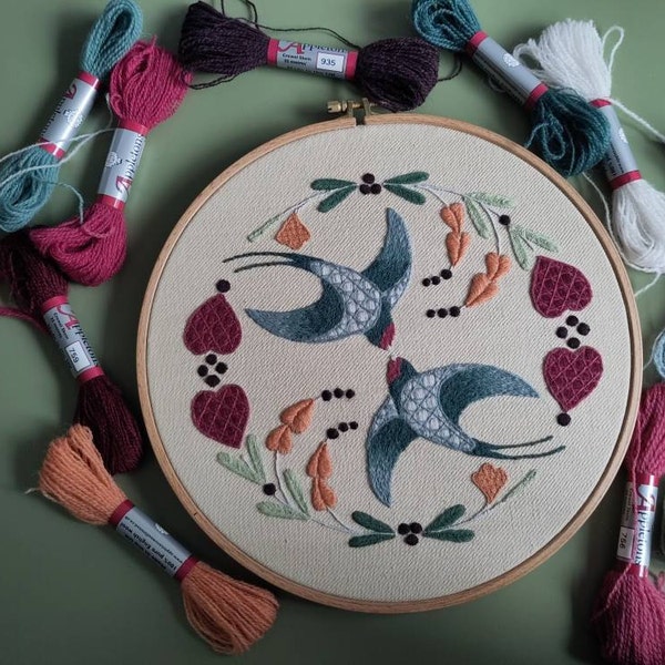 Crewel Work Embroidery Kit pomegranates and Rowan - Etsy