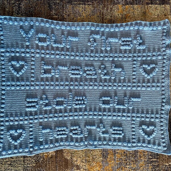 Words Baby Blanket CROCHET PATTERN Your First Breath - Puff Stitch - Etsy