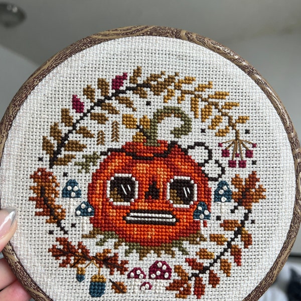 Pumpkin Cross Stitch Pattern, Halloween Color Chart, Creepy Embroidery ...