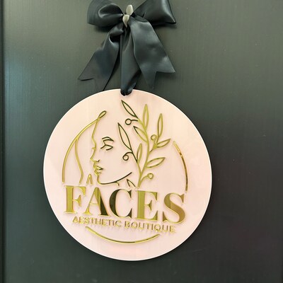 Round Business Sign, Logo Sign, Custom Business Signage, Acrylic Mirror ...