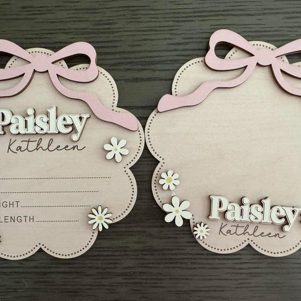 Pink Bow Baby Announcement Sign: Coquette Daisy Newborn Gift - Etsy