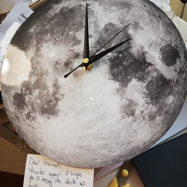 Moon Wall Clock - Decoupage Photo Clock - Space Clock - Black and White ...