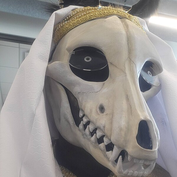 Toony Wolf Skull Mask Movable Moving Hinge Jaw 3D Printed Skulldog Bone ...