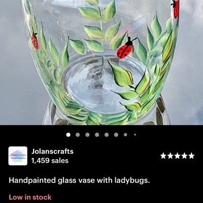 Painted Glass Vase Cute Ladybugs, Flower Vase, Housewarming Gift ...