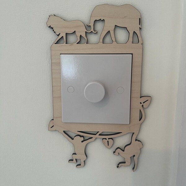 Wooden Safari Animals Light Switch Surround for Kids Room, Jungle Wild ...