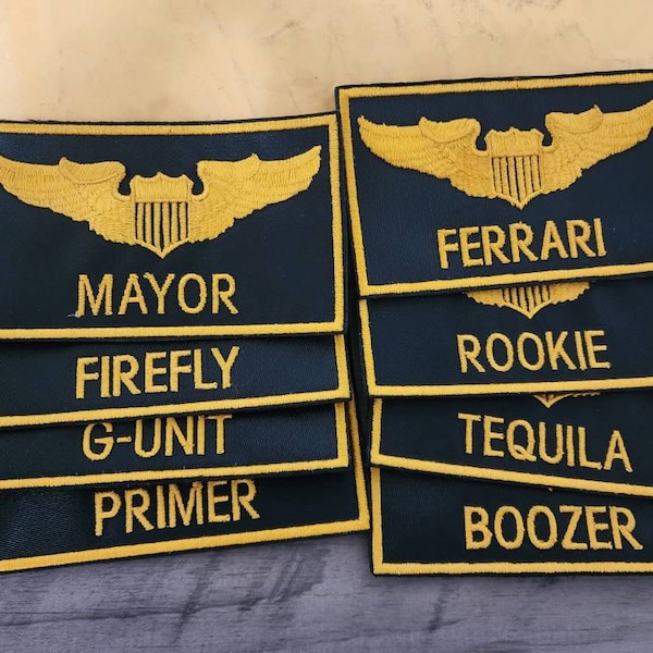 Custom Flight Suite Name and Nickname Embroidered Iron on Patch or Hook ...