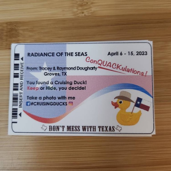 Texas Flag Cruise Duck Tags, Personalized Duck Hunt (digital Download ...