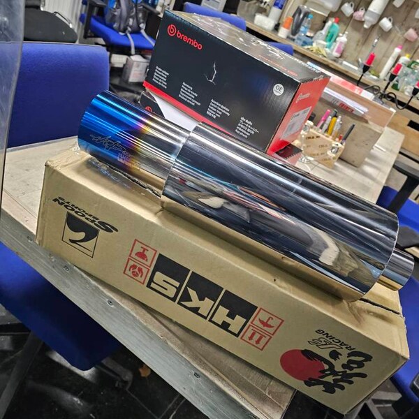 New HKS Hi-power Universal SINGLE Exhaust Muffler Inlet 2.5 Outlet 4.0 ...