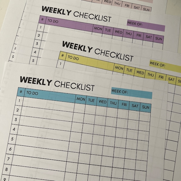 Weekly Checklist Printable: to Do List Planner (a4/letter Size ...
