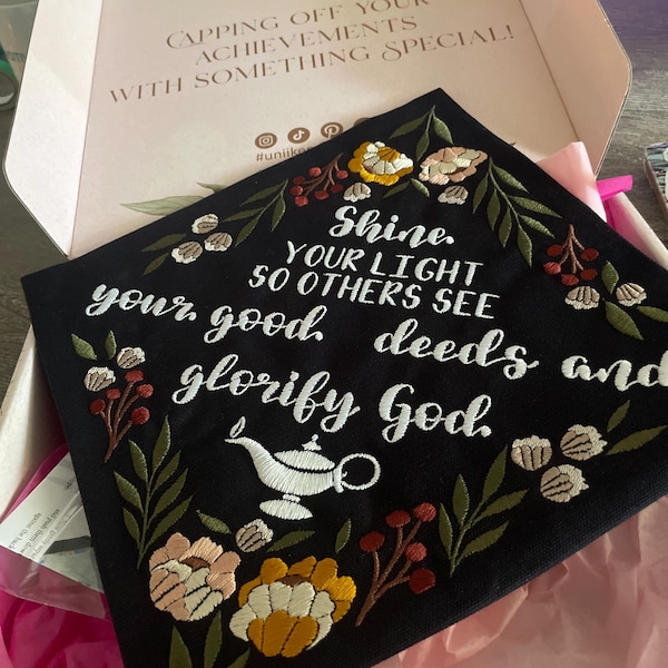 Embroidered Bouquet Grad Cap Topper | Grad Cap Decoration Topper ...