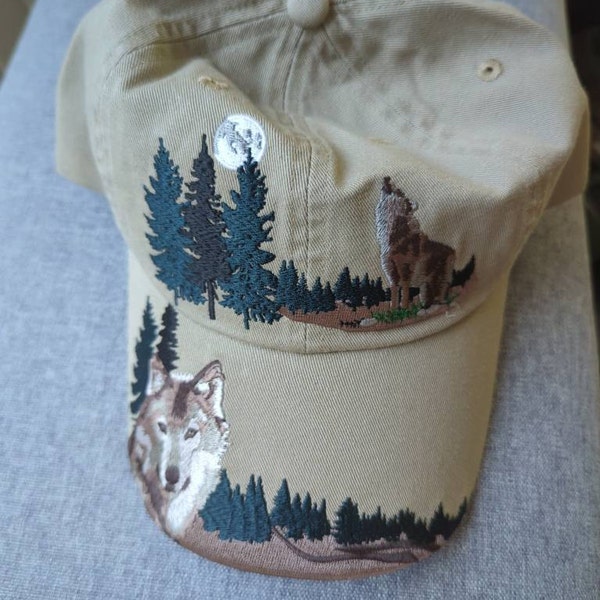 Moose Ball Cap Embroidered Moose Scene Hat Embroidered Moose Baseball ...