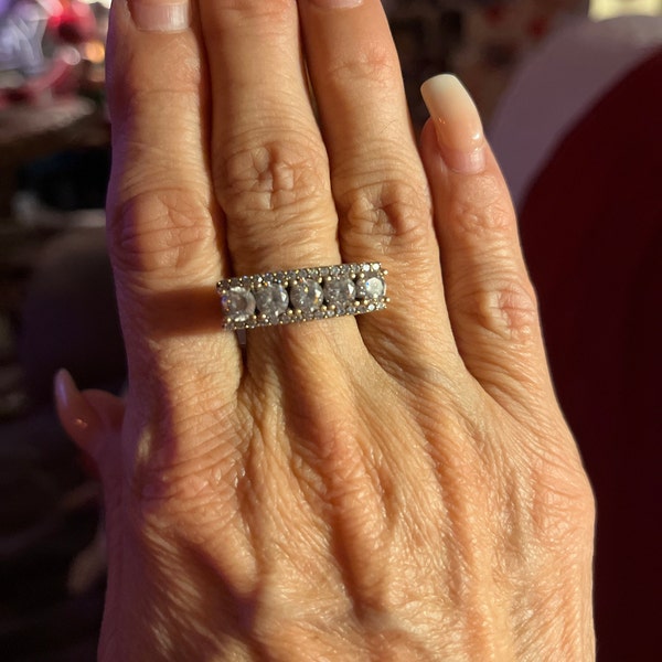 Five Stone Cubic Zircon Silver Ring, Cubic Zircon Silver Ring, Old ...