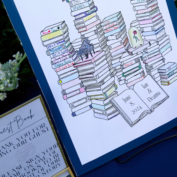 Library Themed Wedding Guest Book Alternative 11x14 - Etsy