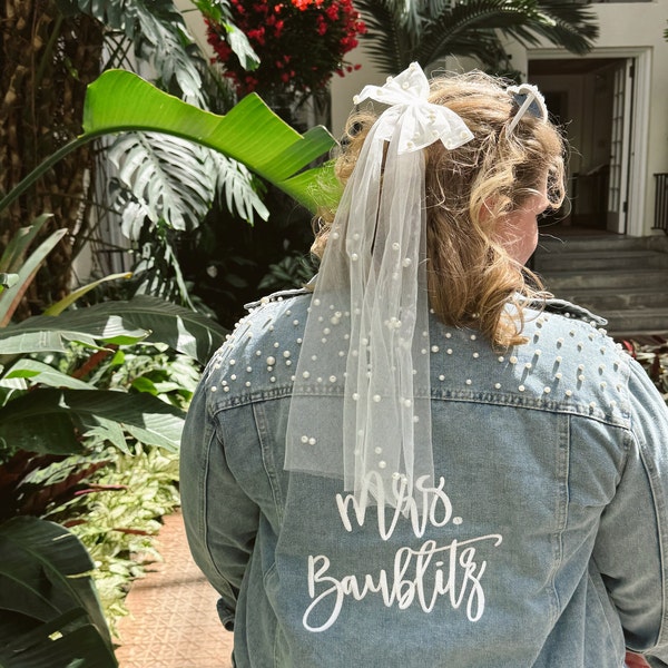 Embroidered Pearl Bride Jean Jacket - Etsy