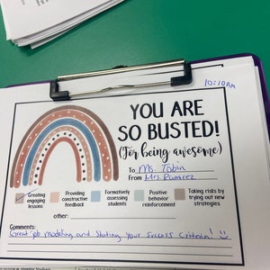 Boho Rainbow Teacher Feedback Card Teacher Positive Affirmation Teacher ...