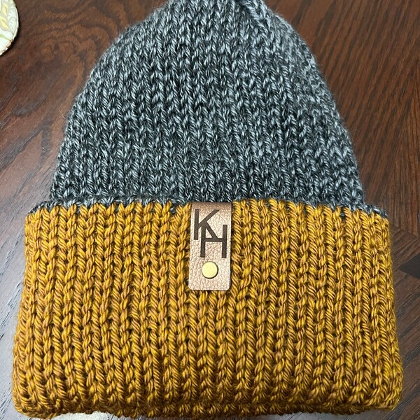 Men's Reversible Knit Beanie double Layer Beanie, Ski Cap, Gift for Him ...