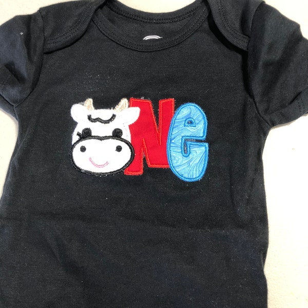 Cow Birthday Applique Number One Machine Embroidery Design Instant ...