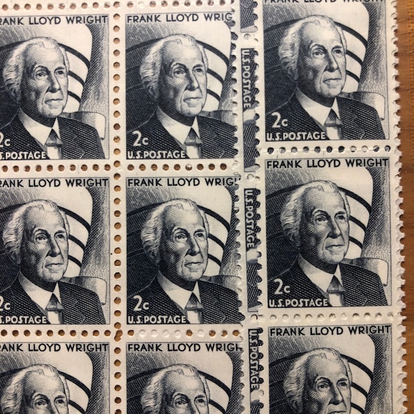 Frank Lloyd Wright 2c Stamps, 1966 Vintage Unused Postage (set of 10 ...