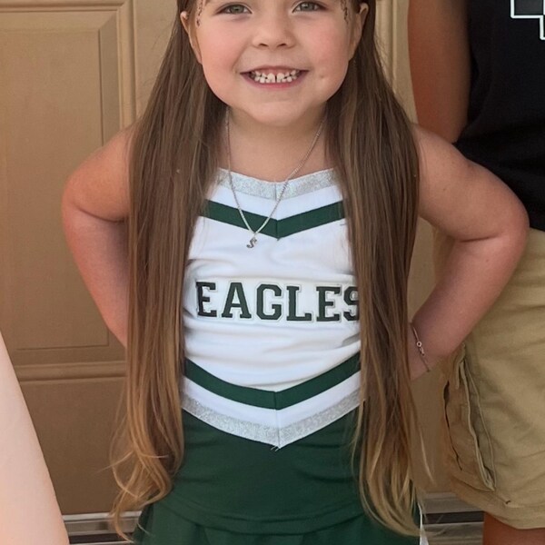 Green & White Cheer Uniform, Customized Cheerleading Uniform, Girls ...