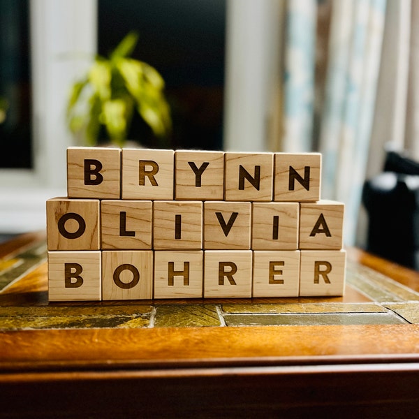Custom Name Wooden Blocks handmade Personalized Blocks on Solid Wood ...