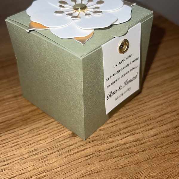 Sage Favor Boxes With Flower Decor for Wedding, Bridal Party, Baptism ...