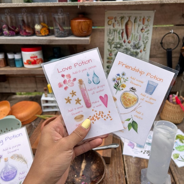 Printable Mud Kitchen Recipe Cards, Magic Fairy Potion Cards ...