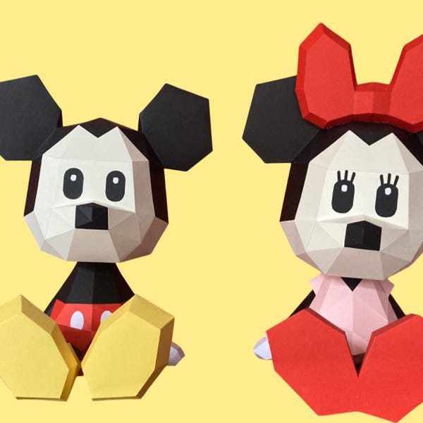 Mickey & Minnie Papercraft PDF, SVG, Dxf Template for Children's Room ...