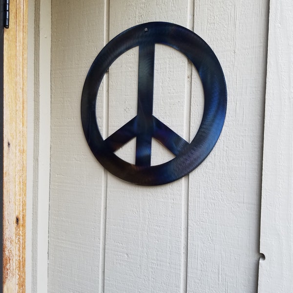 Recycled Steel Iridescent Colored Peace Sign Wall Decor Metal Custom ...