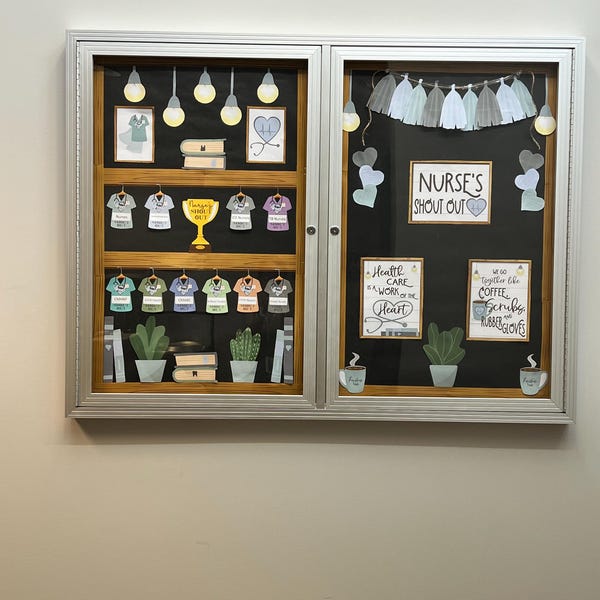 Editable Nurse Bulletin Board Sign, Medical Scrubs Poster, School Nurse ...