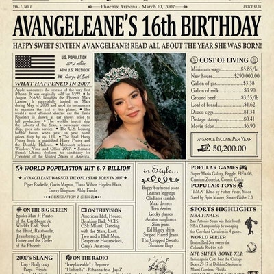 63rd Birthday Newspaper Poster Sign Personalized Birthday - Etsy