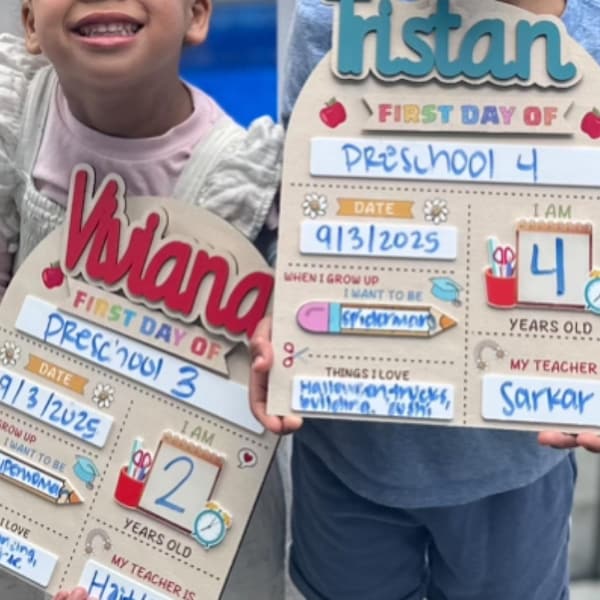Custom First Day of School Sign, Last Day of School Sign, Custom Name ...