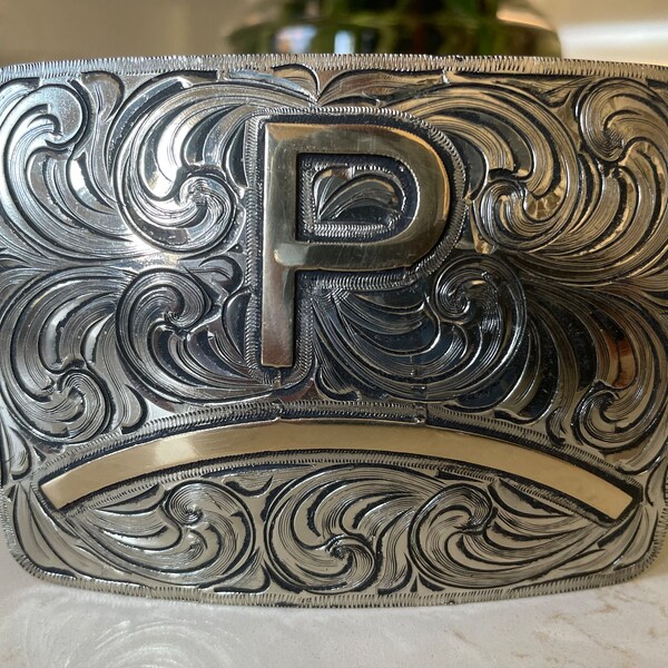 Trophy Western Belt Buckle Custom Made German Silver Hand Engraved ...