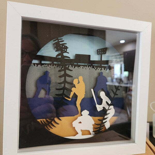 3D Layered Baseball Shadow Box Svg, Lighted Shadow Box Template, 3D ...