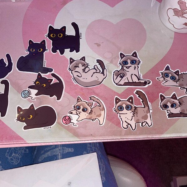 Personalized Cat Stickers - Hand Drawn | Custom Pet Stickers, Cat ...