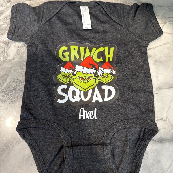 Grinch Squad T-shirt, Custom Name Grinch Shirt, Christmas Family Grinch ...
