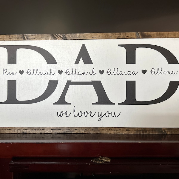 Personalized Fathers Day Gift, Dad Sign With Kids Names, Personalized ...