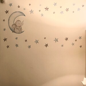 Elephant Fabric Wall Decal Moon Wall Stickers, Reusable Wall Decals ...