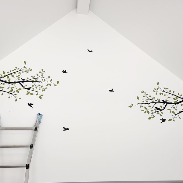 Tree Branch Wall Decal Branches Birds Vinyl Sticker Nursery Leaves 52 ...