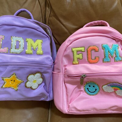 Custom Nylon Mini Backpack With Chenille Letters Personalized Backpack ...