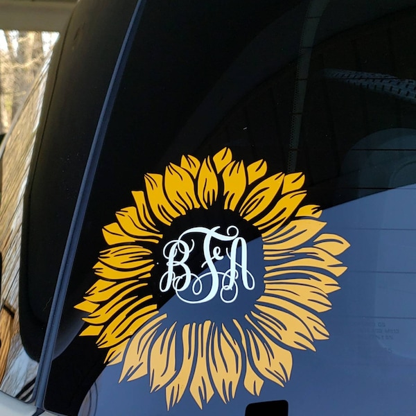 SUNFLOWER Monogram//monogram Decal//sunflower Decal//sunflower ...